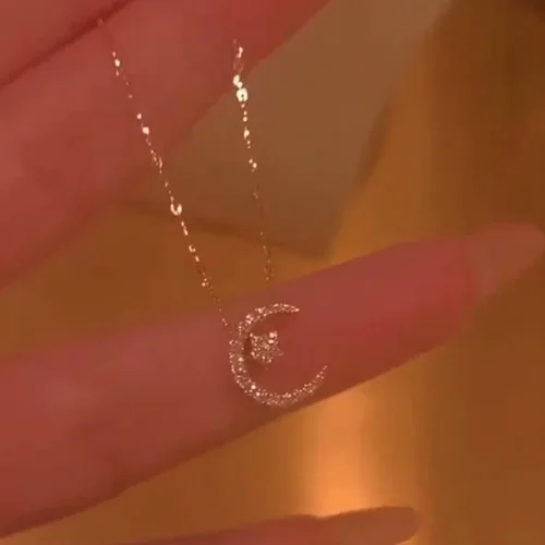 گردنبند ماه و ستاره روکش طلا